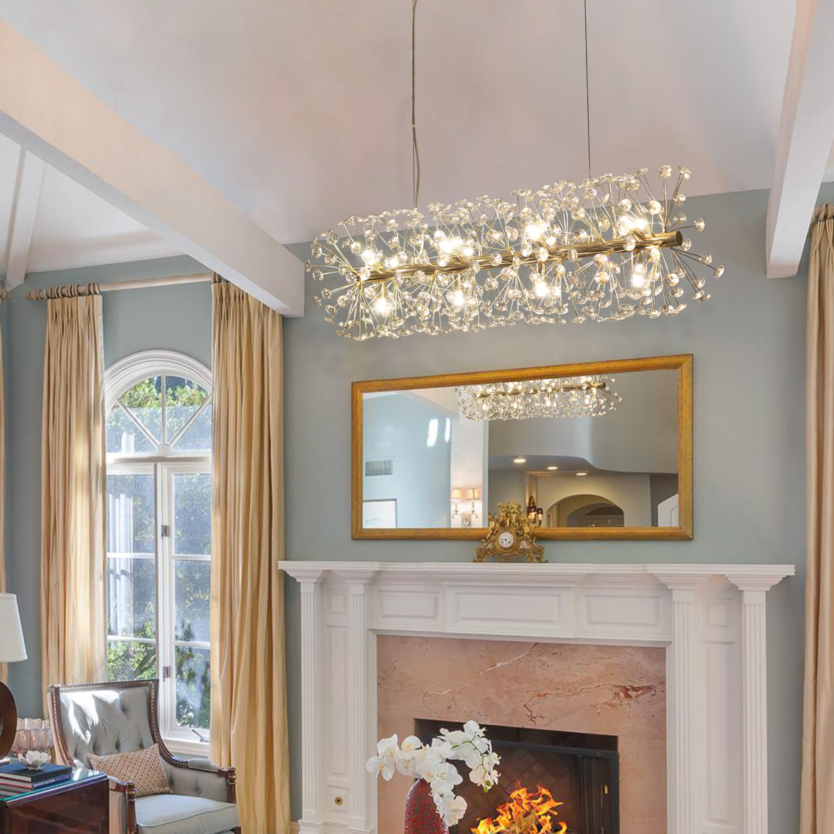 Glowlings 12-Light Mid-century Sputnik Dandelion LED Linear Crystal Ch