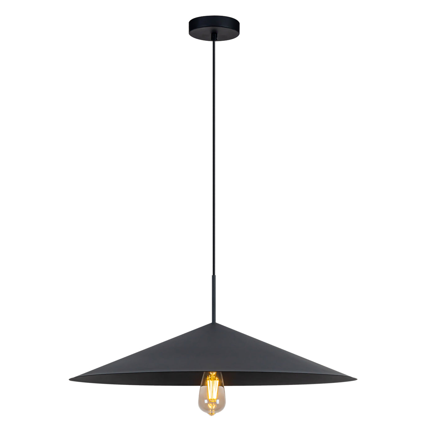 Glowlings 1-Light Modern 26"Wide Large Metal Cone Black Dome Pendant L