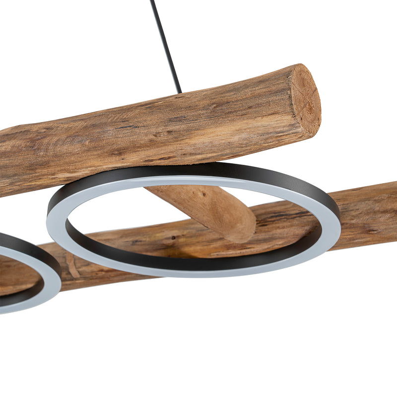 Glowlings 3-Light Vintage 43"Wide Rectangular LED Linear Wooden Pendan