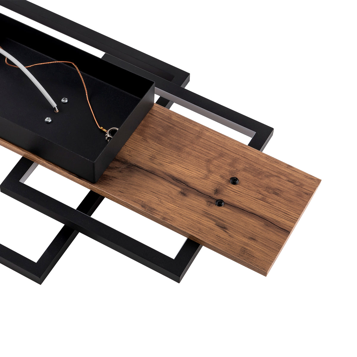 Glowlings 5-Light Farmhouse 50“Wide 2-Tier Rectangle LED Wood Flush Mo