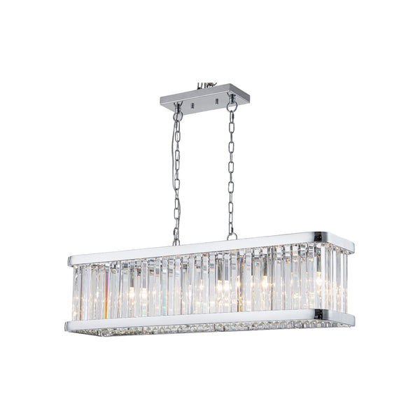 Glowlings 5-Light Modern 36"Wide Chrome Linear Rectangular Kitchen Isl