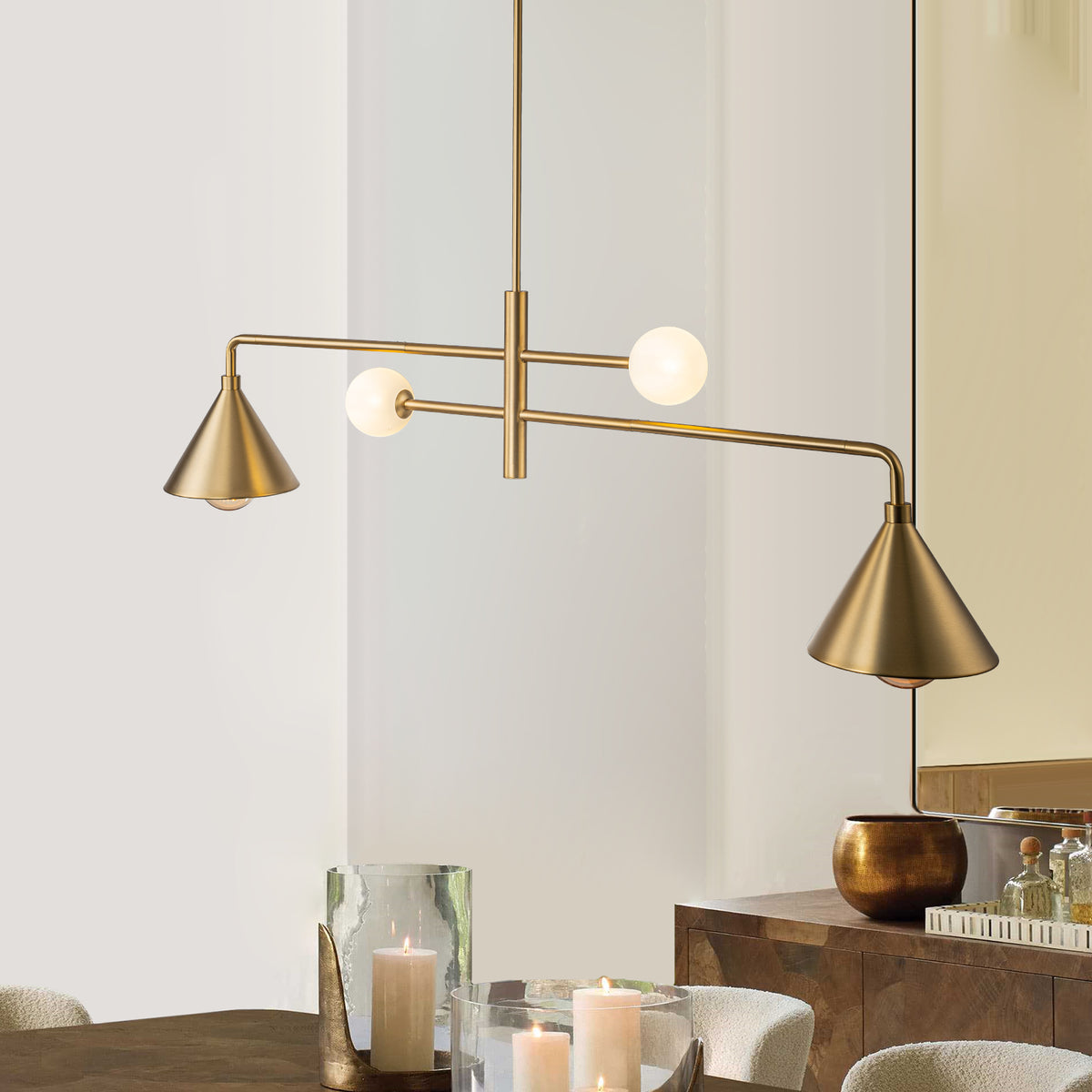 Glowlings Modern 4-Light Rotate 360° Cone Linear Pendant Light with Op